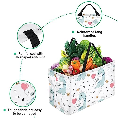 Dinosaur Full Print Large Capacity Laundry Organizer Tote Bag - Reusable and Foldable Oxford Cloth Shopping Bags