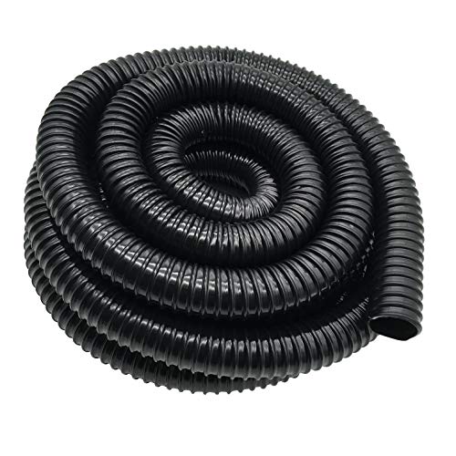 Corrugated Pond Tubing 1 Inches ID Aquarium Hose Waterfall Pond Hose PVC Tubing 20 Feet, Black