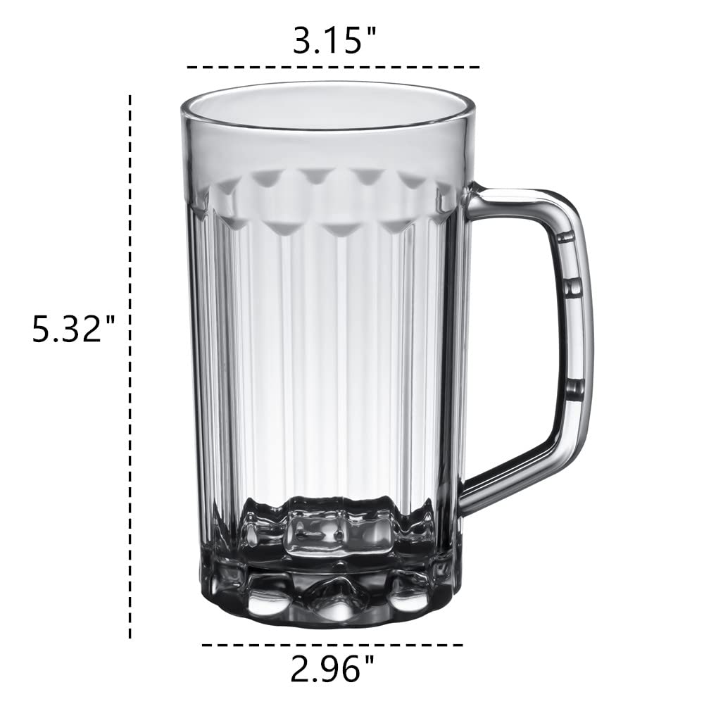 Beer Mug, Plastic Beer Mug with Handle, Clear Beer Drinking Cups for Restaurant Bar Home, Men Women, 16.91oz, Resuable, Unbreakable (1 Pack)