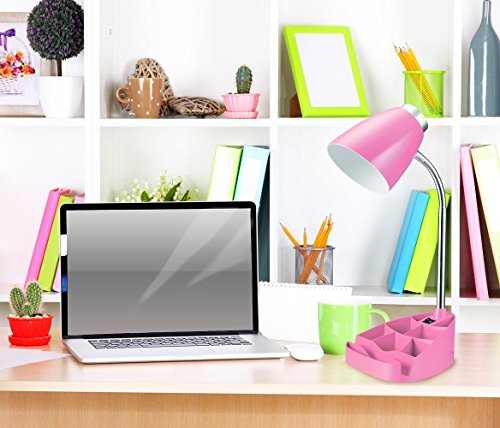 Limelights LD1002-PNK Gooseneck Organizer iPad Stand or Book Holder Desk Lamp, Pink 6.5 x 6.5 x 18.5