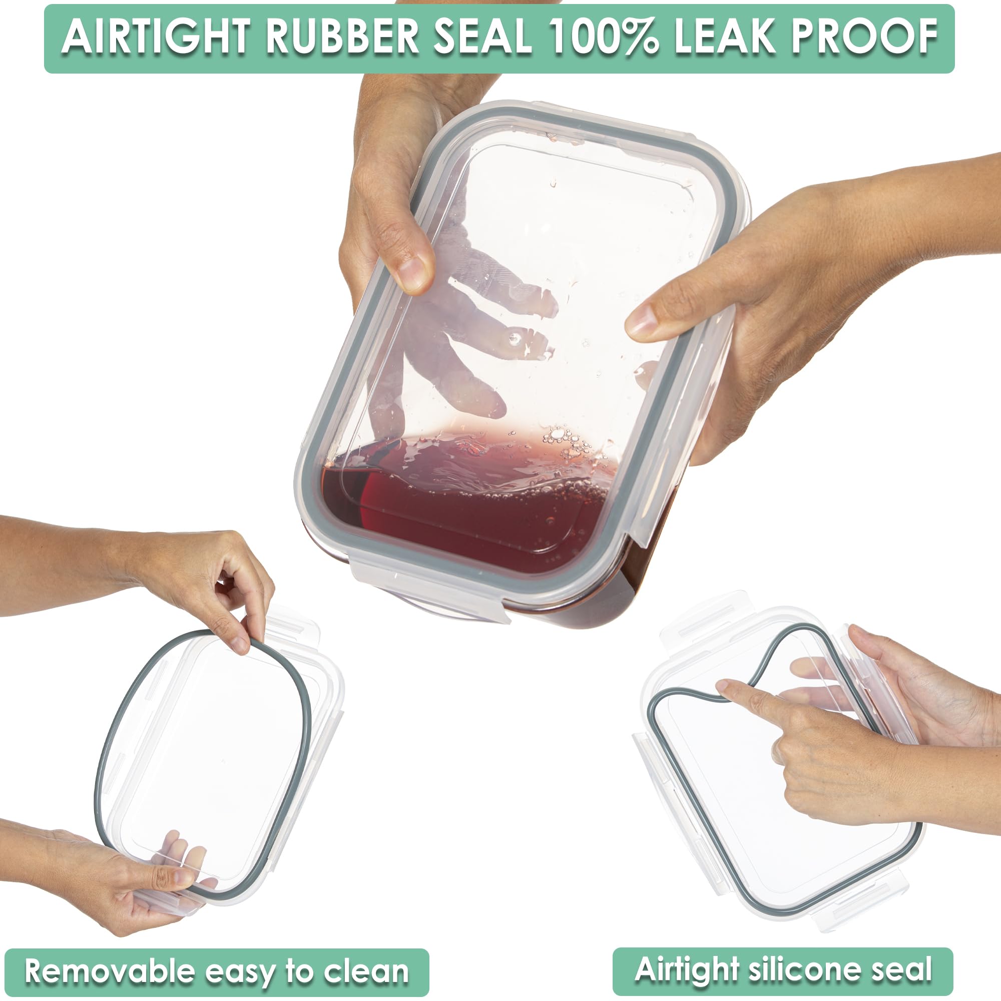 FOOD BOUTIQUE - 8 Cups Large Glass Container with Lid, Oven, Freezer and Microwave Safe, Clear Container