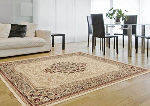 Jayden Traditional Oriental Ivory Scatter Mat Rug, 2' x 3'