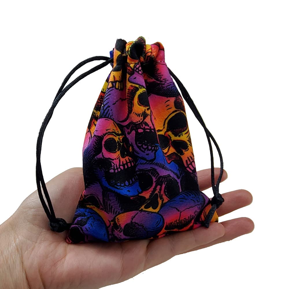 Rollooo Rainbow Skull DND Dice Set with Matching Velvet Drawstring Bag for Dungeons and Dragons Role Playing Table Game