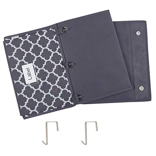 Hanging File Organizer, Over Door File Organizer Wall Mounted Storage Holder Pocket for Magazine, Notebooks, Planners, Mails, Office, Classroom, 5 Extra Large Pockets with Labels, 50.39" H, Grey with Lantern Pattern