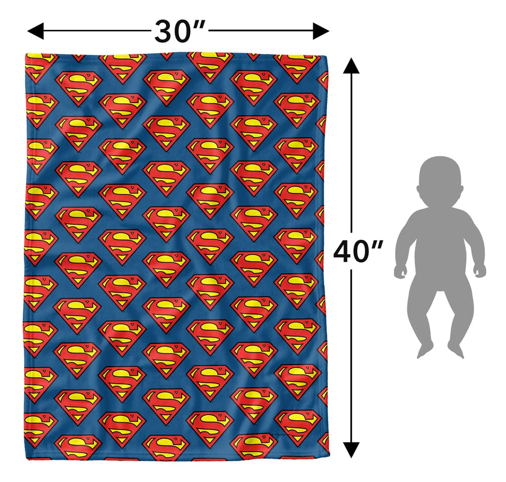 LOGOVISION Superman Lightweight Baby Blanket, 30"X40", Classic S Shield Logo Pattern Unisex for Infants Girls & Boys
