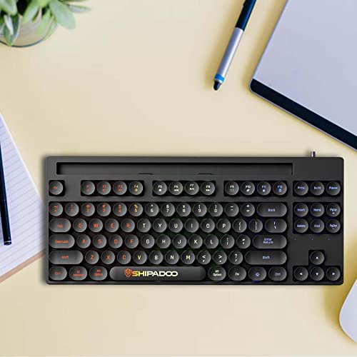 Durable Gaming Keyboard Scratchproof Replacement PP Keycap Rainbow Backlit Smooth Quick Response 87 Keys Wired Keypad for Laptop Desktop PC, Black
