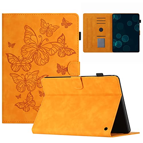 Slim Tablet Case Compatible with Kindle Fire 7 2022 Release 7inch,Vintage Premium Leather Case Folding Stand Folio Cover Protective Cover with Card Slot/Auto Sleep Wake (Color : Orange)