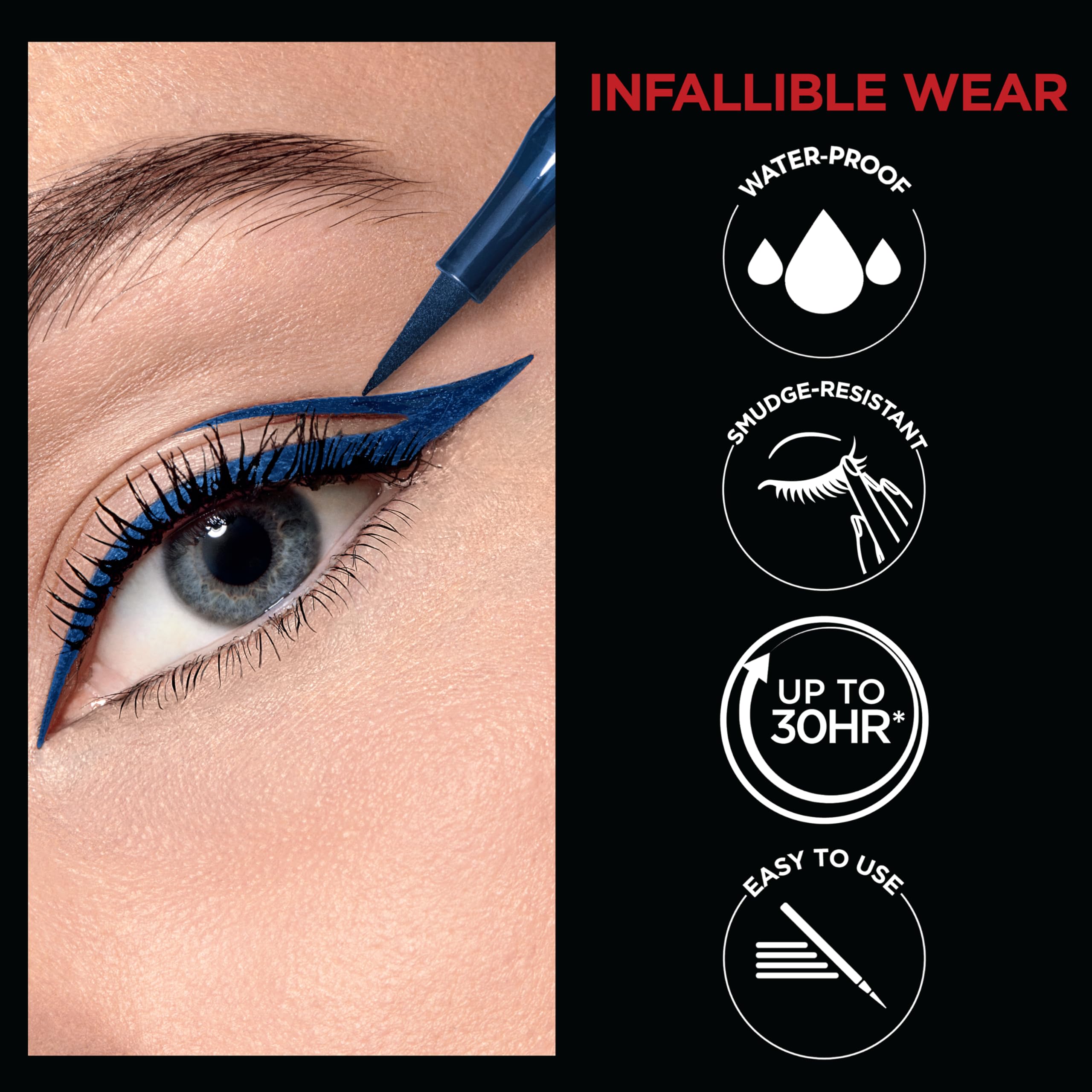 L’Oréal Paris Cosmetics Paris Makeup Infallible Grip Precision Felt Eyeliner, Smudge Resistant, Long Lasting Waterproof Eyeliner, Blue, Blue, 0.03 fl oz