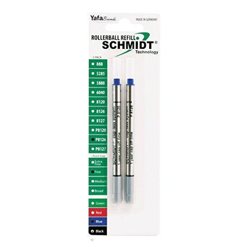 SCHMIDT P8126 Short Capless Rollerball Refill Fine Point 0.6mm, Blue, 2 Pack Blister (SC58120)