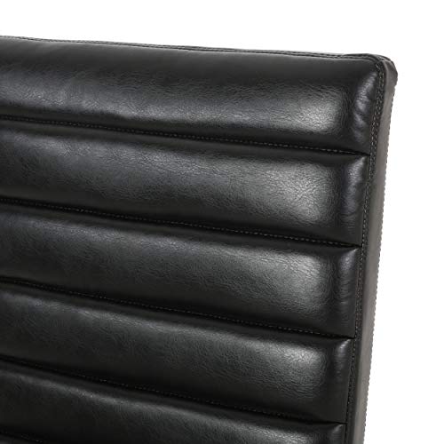 Christopher Knight Home Reed Contemporary Channel Stitch Swivel Office Chair, Midnight Black + Silver