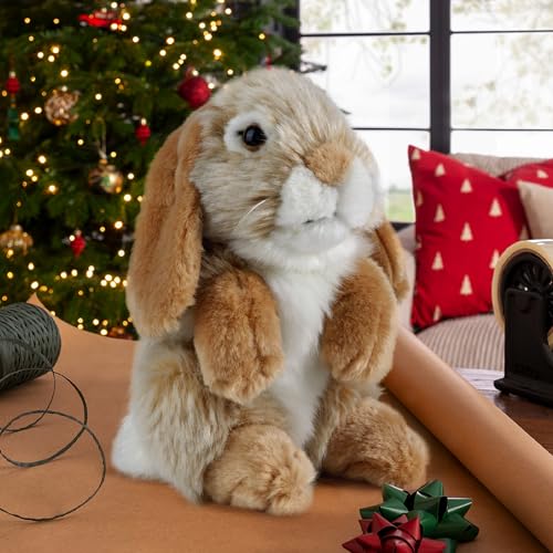 Living Nature Brown Sitting Lop Eared Rabbit Stuffed Animal | Fluffy Rabbit Animal | Soft Toy for Kids | 7 inches