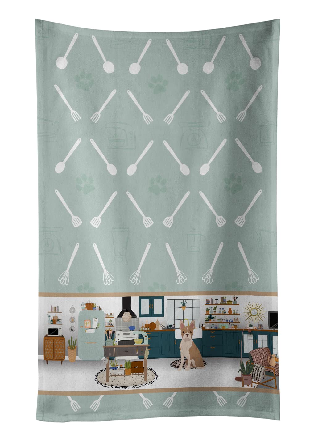 Caroline's Treasures WDK5863KTWL Fawn Boston Terrier in The Kitchen Kitchen Towel Dish Cloths Guest Hand Towel Decorative Bathroom Towel for Face,Tea, Dishcloth, Kitchen and Bath