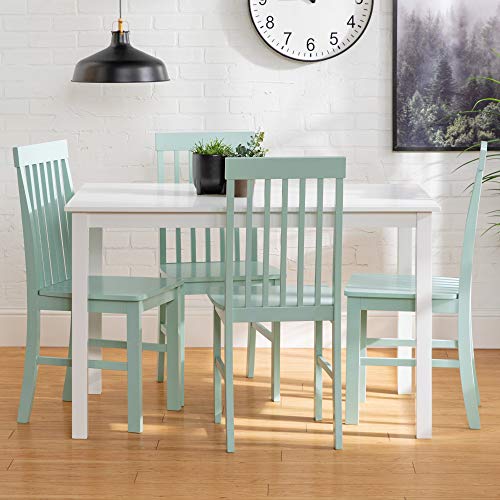 Walker Edison Modern Color Dining Room Table and Chair Set Small Space Living Kitchen, Dining Set, 48 Inch, 4 Person, White and Sage Green