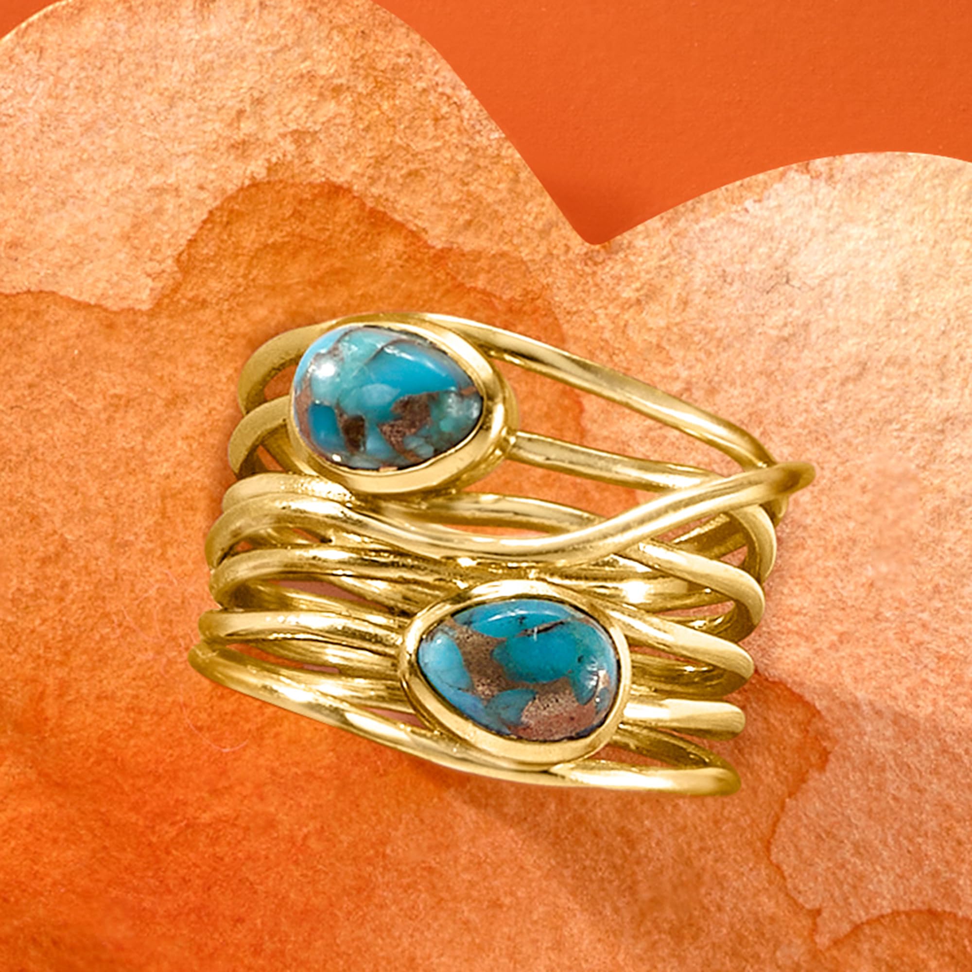Ross-Simons Gemstone Highway Ring in 18kt Gold Over Sterling