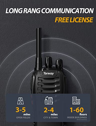 Walkie Talkie Long Range Rechargeable 2 Way Radio for Adult with Earpiece, FRS Two Way Radio VOX 16 Channel Flashlight Li-ion Battery 10 Pack