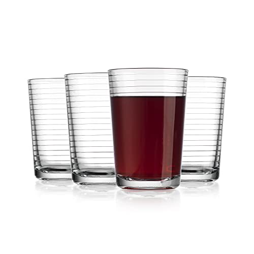 Juice Glasses 7 oz. Set Of 4 Glass Cups β By Home Essentials and Beyond β Beverage Water Tumblers for Juice, Whiskey, Cocktails, Iced Tea. Dishwasher safe.