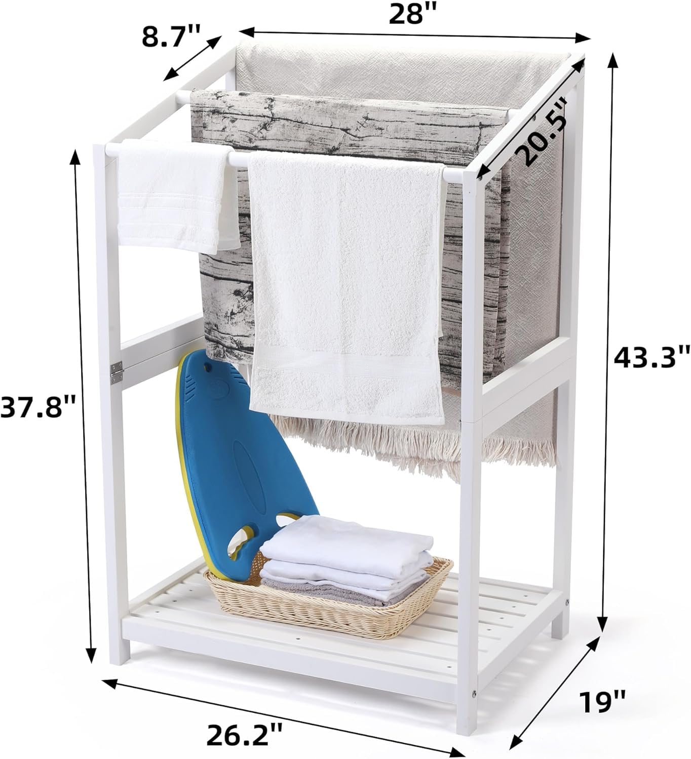 EFURDEN Pool Towel Rack, 3 Tier Freestanding Poly Lumber Towel Holders, Blanket Drying Stand Holder with Bottom Storage Shelf for Swimming Pool, Outdoor, Bathroom, White