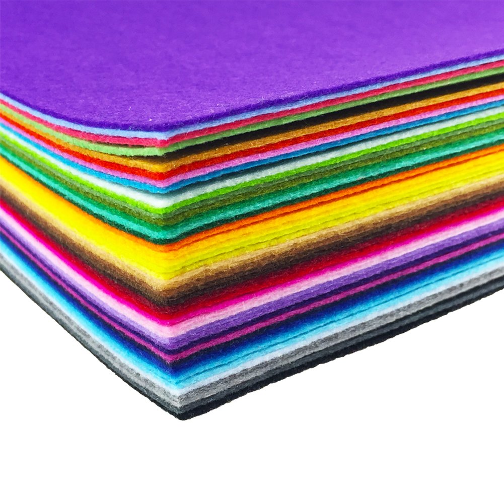 flic-flac 44PCS 12 x 12 inches (30 x 30cm) Assorted Color Felt Fabric Sheets Patchwork Sewing DIY Craft 1mm Thick ⦠(30cm * 30cm, 44pcs)