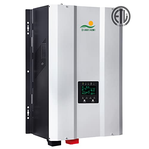 DIANXIAOMI UL1741 10KW 48V Solar Hybrid Inverter, Output 120/240V Split Phase Pure Sine Wave, Low Frequency Inverter, DC 48V AC Input 240V AC, 2x60A MPPT Solar Charger Controller-10000W