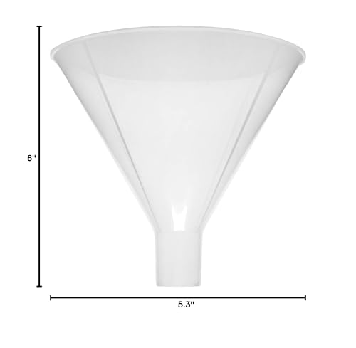 EISCO Powder Funnel, 6" (150mm) Diameter - Polypropylene Plastic - Parallel Stem - Resistant to Acids & Alkalis - Great for Laboratory, Classroom or Home Use