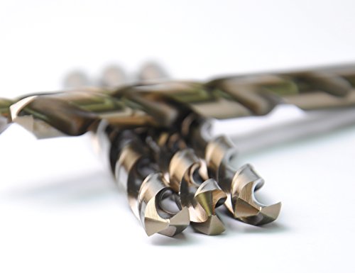 DRILLFORCE 5PCS 31/64" Inch HSS General Purpose Heavy Duty Jobber Cobalt Twist Drill Bits,Ideal for Drilling on mild Steel, Copper, Aluminum, Zinc Alloy etc.