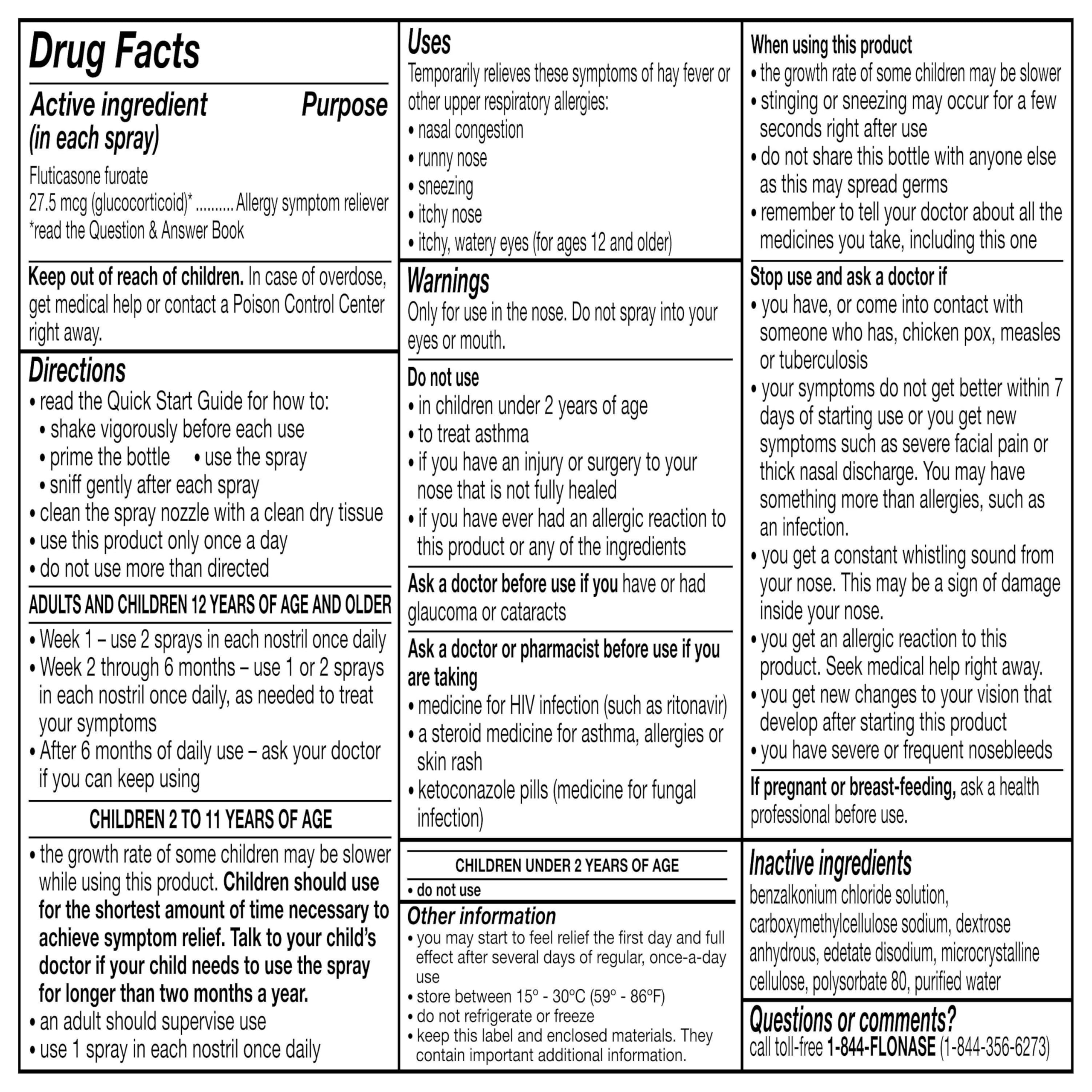 Flonase Sensimist Allergy Relief Nasal Spray for Non-Drowsy, 24-Hour Multi-Symptom Allergy Relief – 60 Sprays