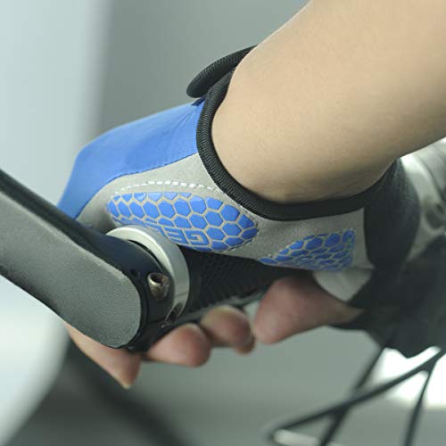 BYBAIZ Mountain Bike Fingerless Gloves Men Black Blue Workout Biking Women Gym Motorcycle Cycling Gloves (Large-Black)