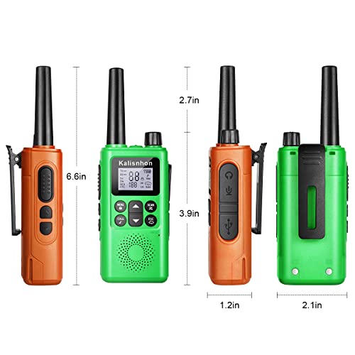 Kalisnhon Walkie Talkies Long Range with Call Alert NOAA Dual Watch Flashlight LCD Display VOX 22 Channels, Walkie Talkies for Adults with Charging Dock and Earpieces Li-ion Battery(2 Pack)