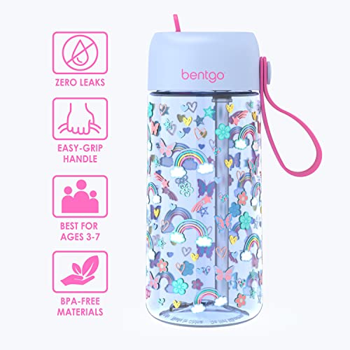 Bentgo Kids Prints Water Bottle (2-Pack) - Rainbows & Butterflies