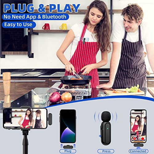 BYbrutek Wireless Lavalier Microphone for iPhone Video Recording Podcast, Lapel Mini Microphones with Portable Charging Case