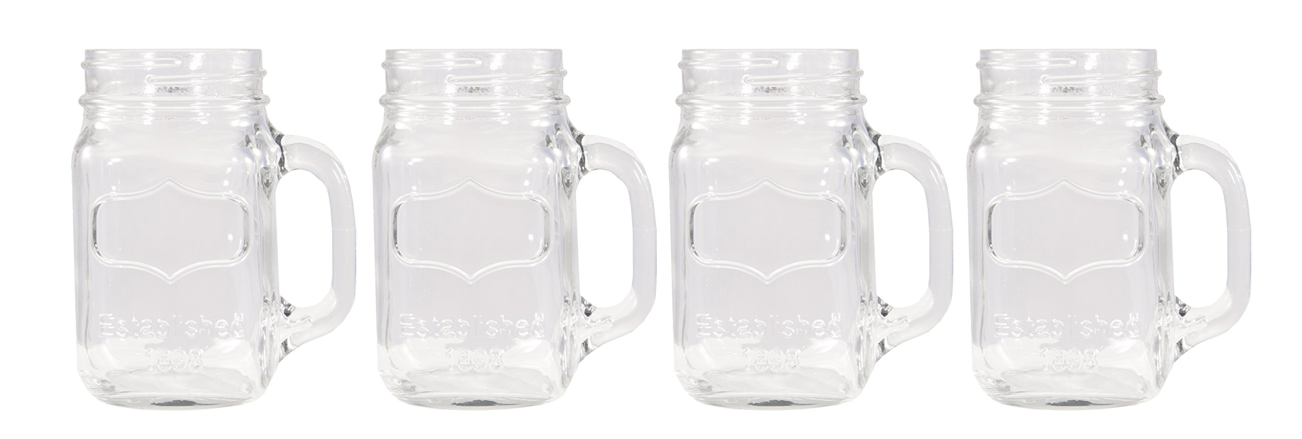 Circleware Simply Mason Jar Mug Shot Glasses with Handle, Set of 6, Party Home Entertainment Dining Beverage Drinking Glassware for Brandy, Liquor, Bar Decor, Jello Cups, 4.7 ounce, Clear (66993)