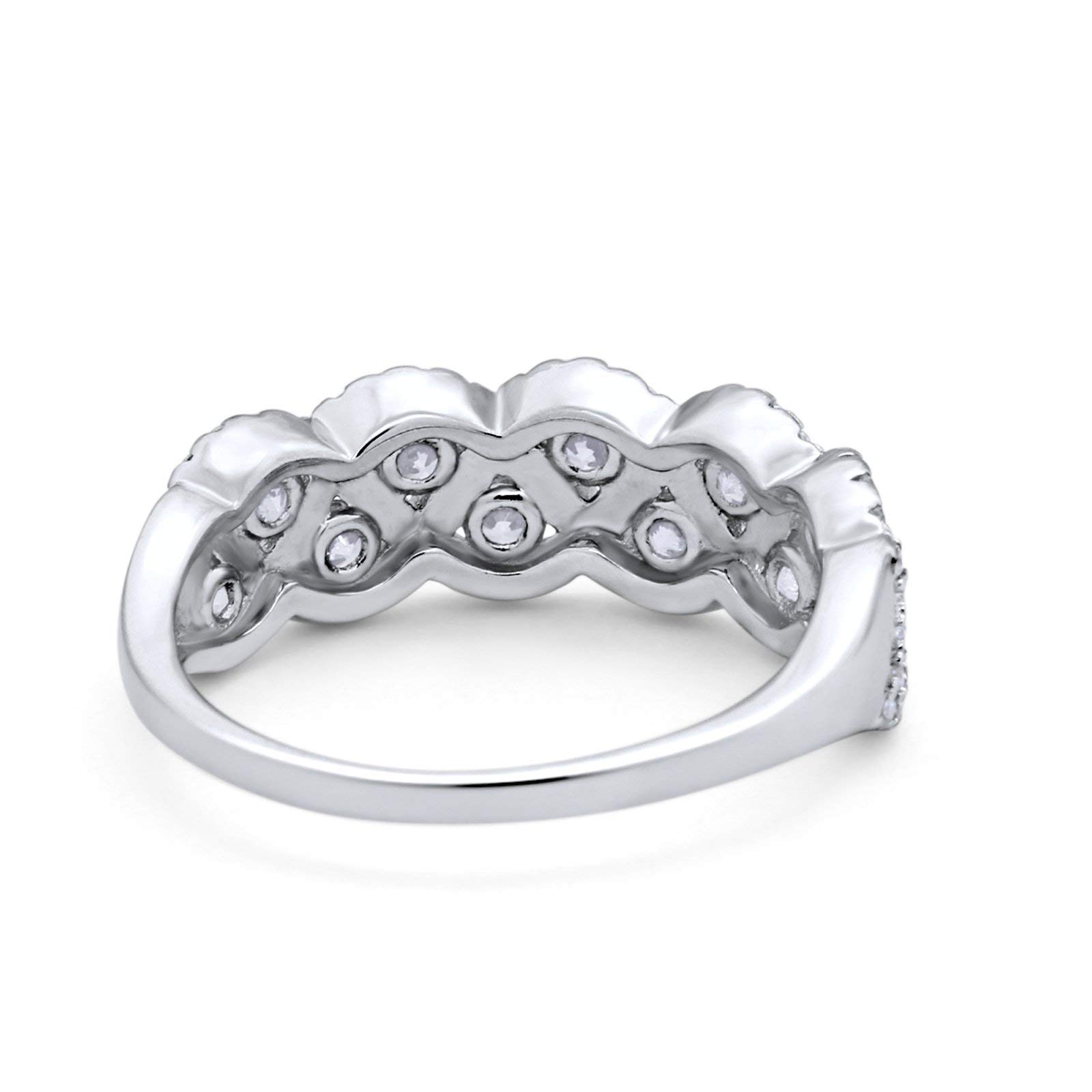 Blue Apple Co. Simulated Cubic Zirconia Size-9 Weave Crisscross Infinity Band Ring Round CZ 925 Sterling Silver