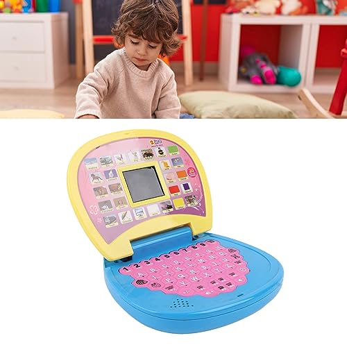 DAUZ Childrens Laptop Toy Interactive Brain Training Kids Educational Multifunctional Kids Indoor LED Screen Toy (Yellow Blue)
