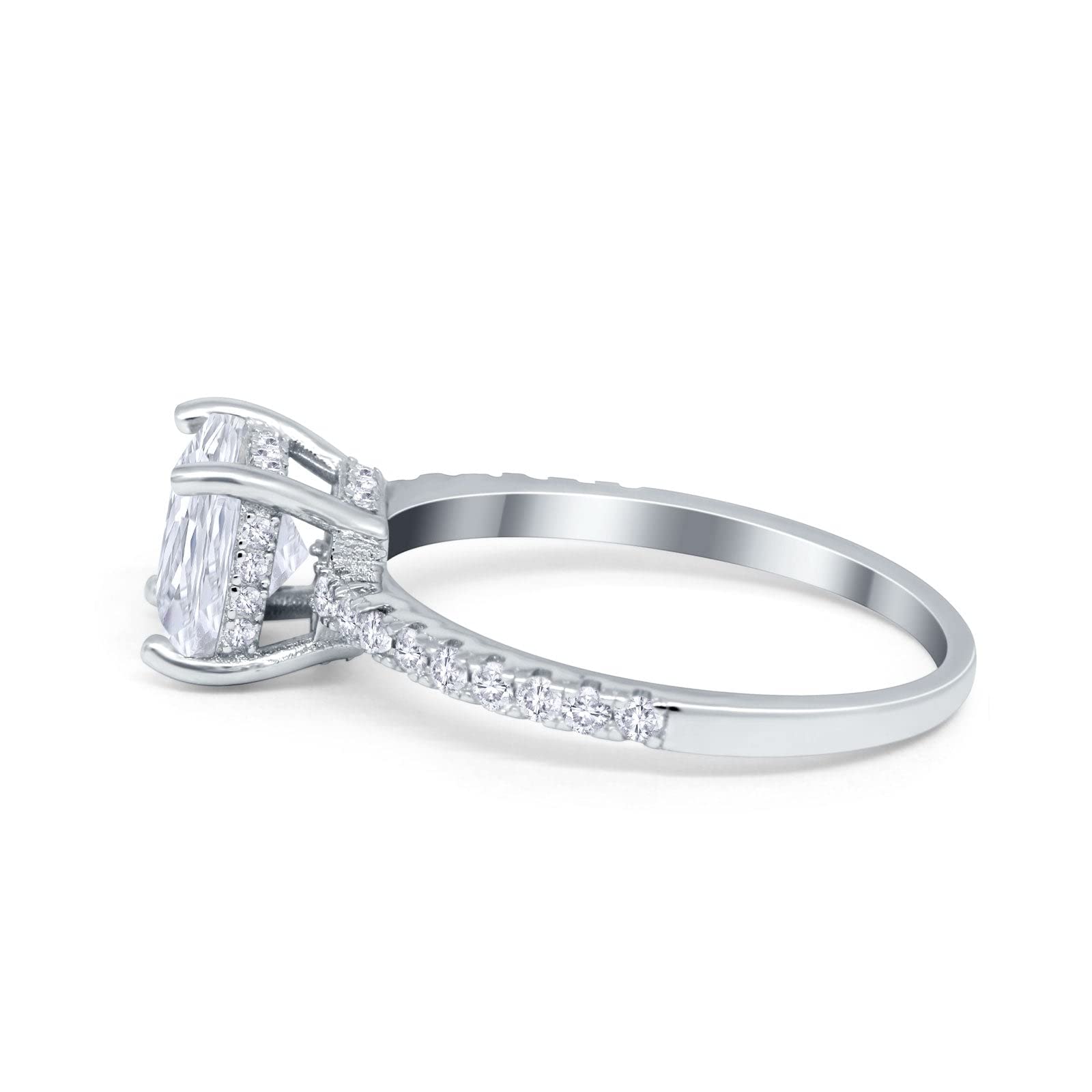 Blue Apple Co. Simulated Cubic Zirconia Size-8 Vintage Art Deco Cushion Cut Wedding Engagement Bridal Ring Round CZ 925 Sterling Silver