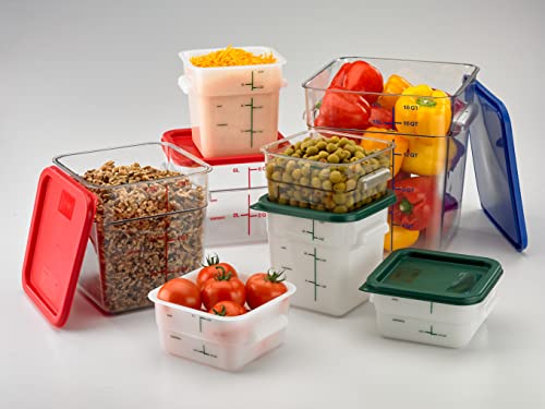 Carlisle FoodService Products Squares Square Food Storage Container with Stackable Design for Catering, Buffets, Restaurants, Plastic, 4 Quarts, White