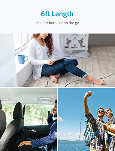 USB Type C Cable, Anker [2-Pack 6ft] Powerline+ USB-C to USB-A, Double-Braided Nylon Fast Charging Cable, for Samsung Galaxy S10/ S9 / S9+ / S8 / S8+ , iPad Pro 2018, MacBook and More(Gray)