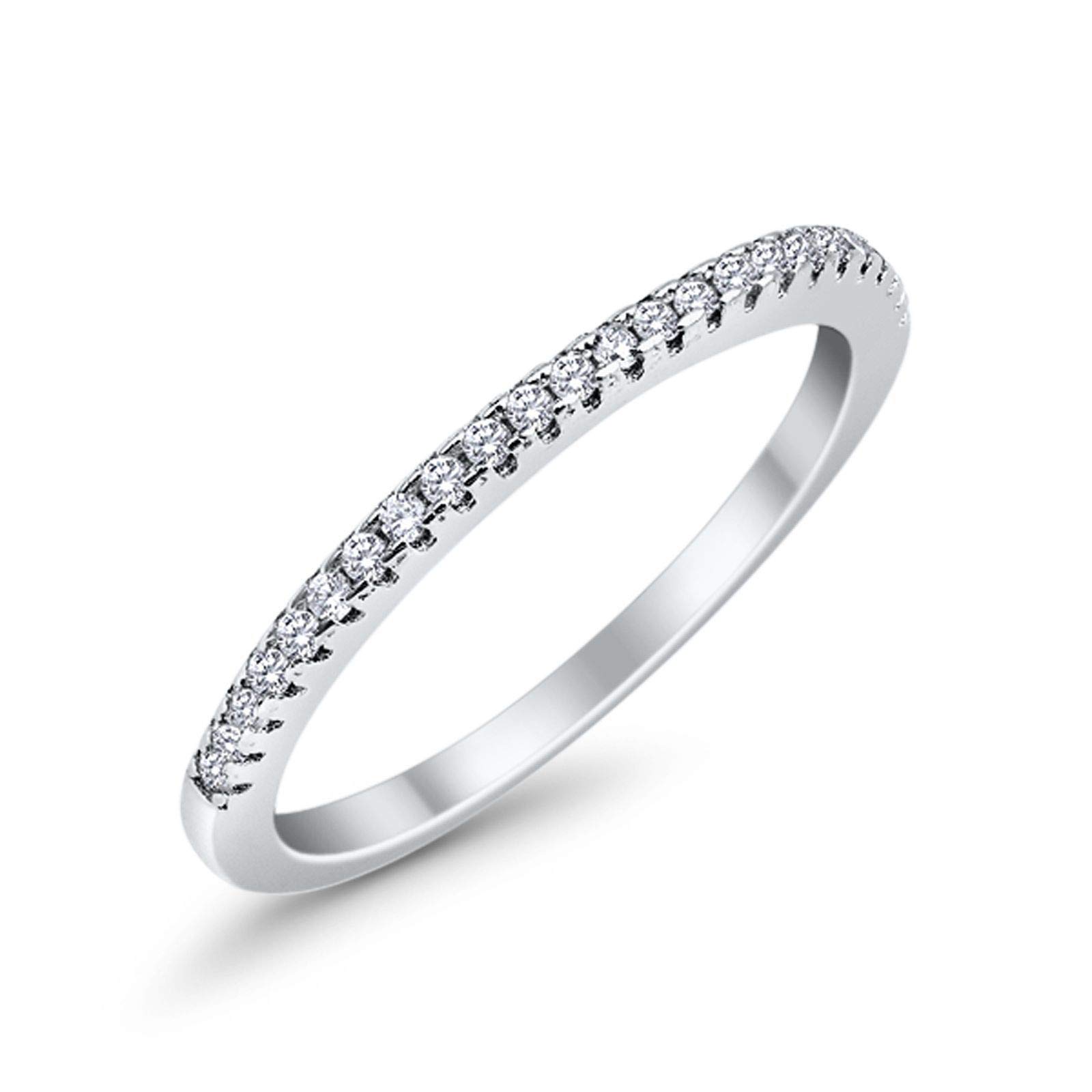 Blue Apple Co. Simulated Cubic Zirconia Size-7 Full Eternity Wedding Band Ring Round CZ 925 Sterling Silver