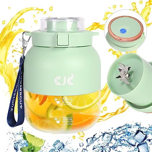 Portable Blender, 2023 New Big Belly Bottle, 500 ML Bottle Blender with 10 Blades, USB Rechargeable, 17 Oz To-Go Cups and Spout Lids, for Kitchen, Home, Travel, for Shakes and Smoothies，BPA-Free