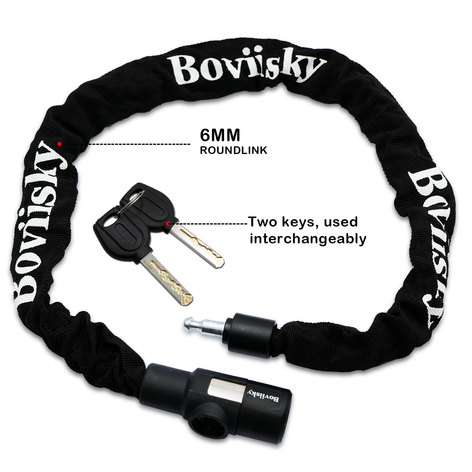 Boviisky Bike Chain Lock with Key,3 Feet X 6mm Thick Heavy Duty Bicycle Chain Lock.…