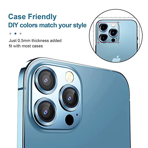 Jeluse [3X2 Pack] Designed for iPhone 13 Pro/iPhone 13 Pro Max Camera Lens Protector, 9H Tempered Glass Screen Protector Cover [Alignment Kit Eazy installation] Metal Individual Ring