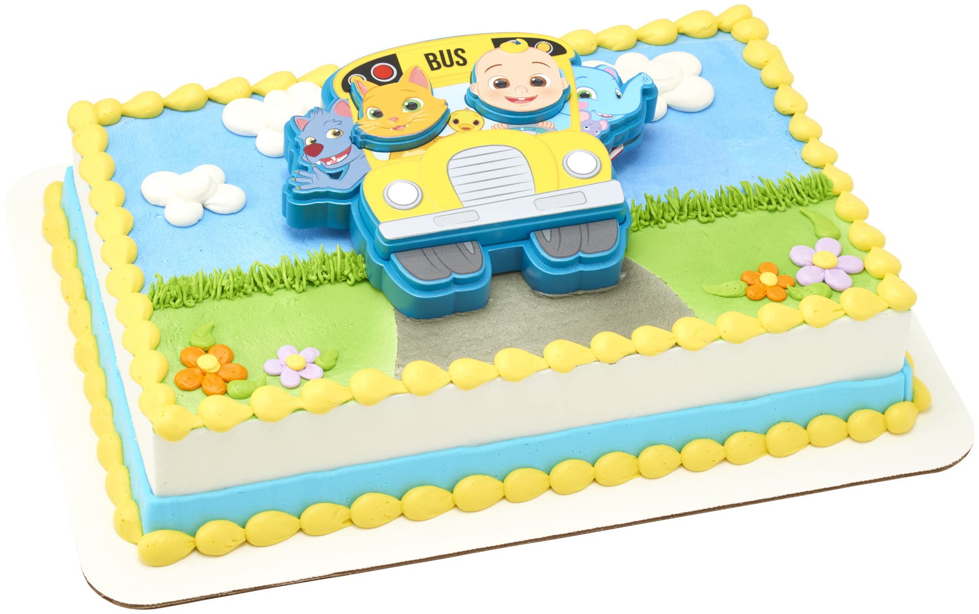 DECOPAC DecoSet CoComelon Ready for Adventure! Cake Topper, 4 Piece Cake Decoration Set With JoJo, Kittens, Wally, and Ello Puzzle Jigsaw (27978)