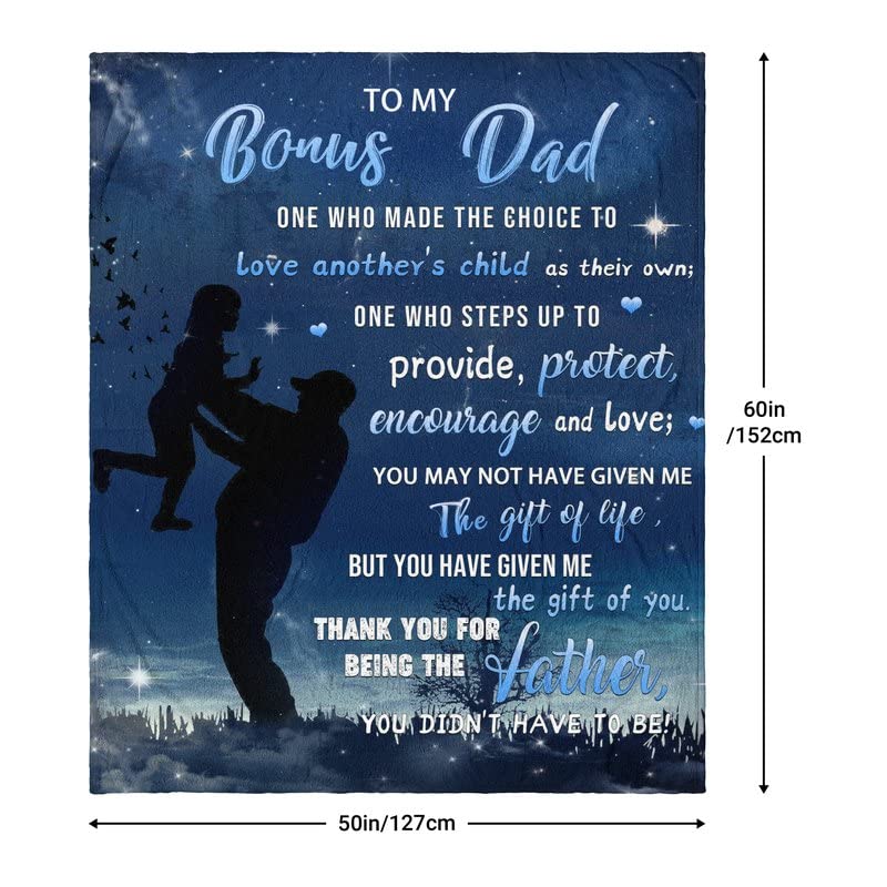 Nahjiiem Bonus Dad Blanket Stepped Up Dad Blanket Stepdad Throws Bonus Dad Gifts Valentine's Day Birthday Gifts 50"×60"