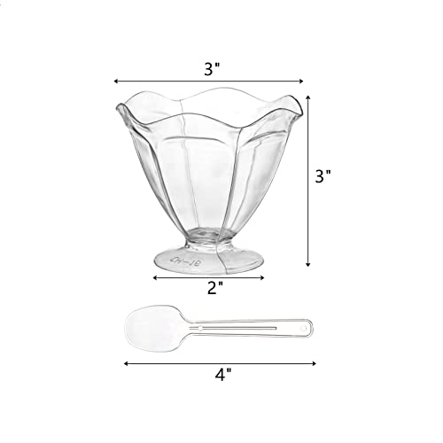 Dicunoy 50 Pack Dessert Cups with Spoons, 3.5 oz Disposable Plastic Mini Dessert Shooter Cups, Clear Parfait Appetizer Tasting Cups for Ice Cream, Mousse, Pudding, Wedding, Picnic, Party