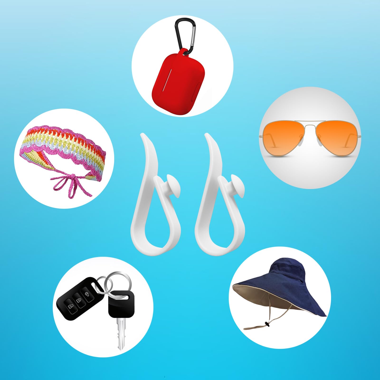 FEICUIBEXI Hooks Accessories for Bogg Bags, Insert Charm Cup Holder Connector Key Holder Hat Hanger, 2pcs White