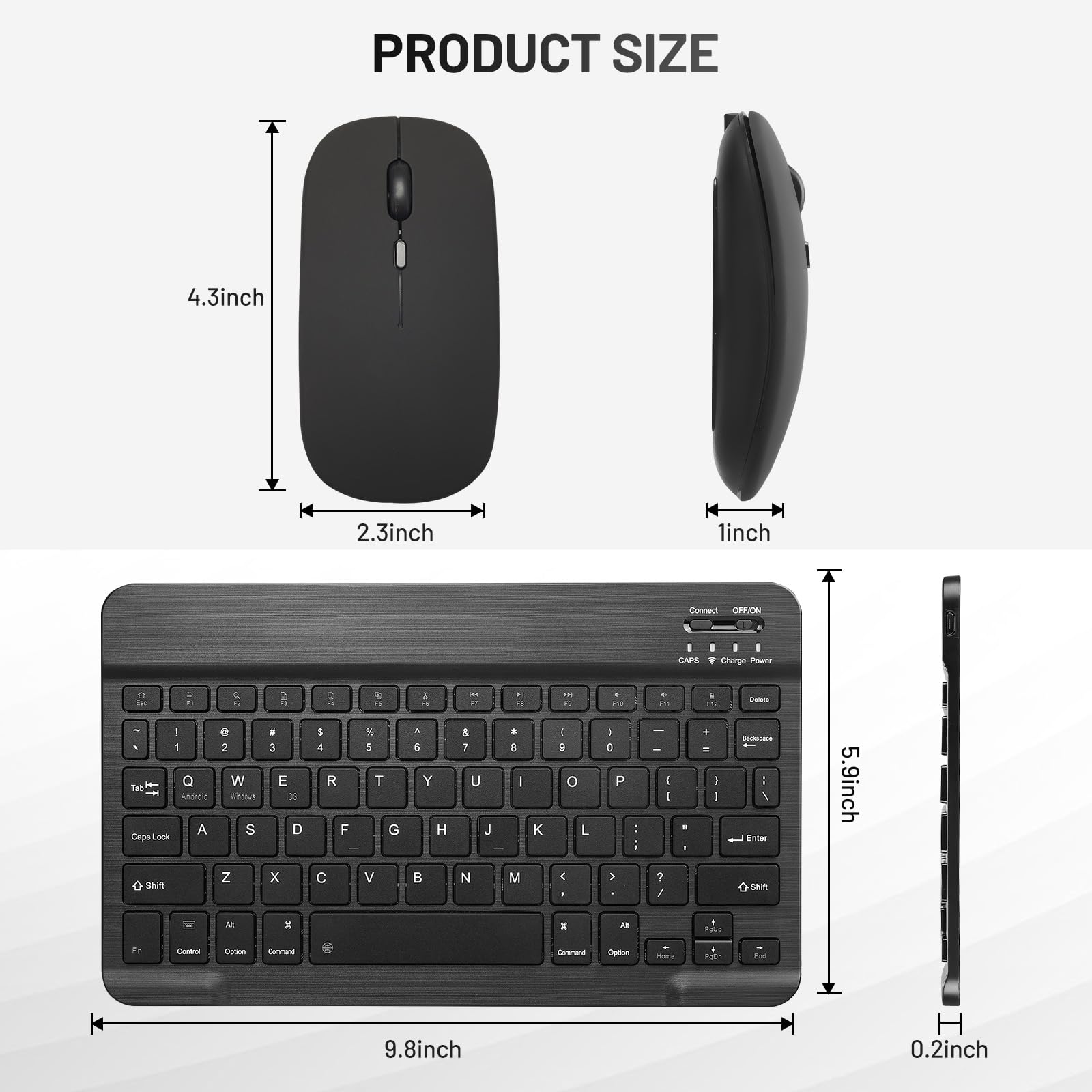 Bluetooth Keyboard and Mouse Combo Rechargeable Portable Wireless Keyboard Mouse Set for Apple iPad iPhone iOS 13 and above Samsung Tablet Phone Smartphone Android Windows (10 inch Yellow)