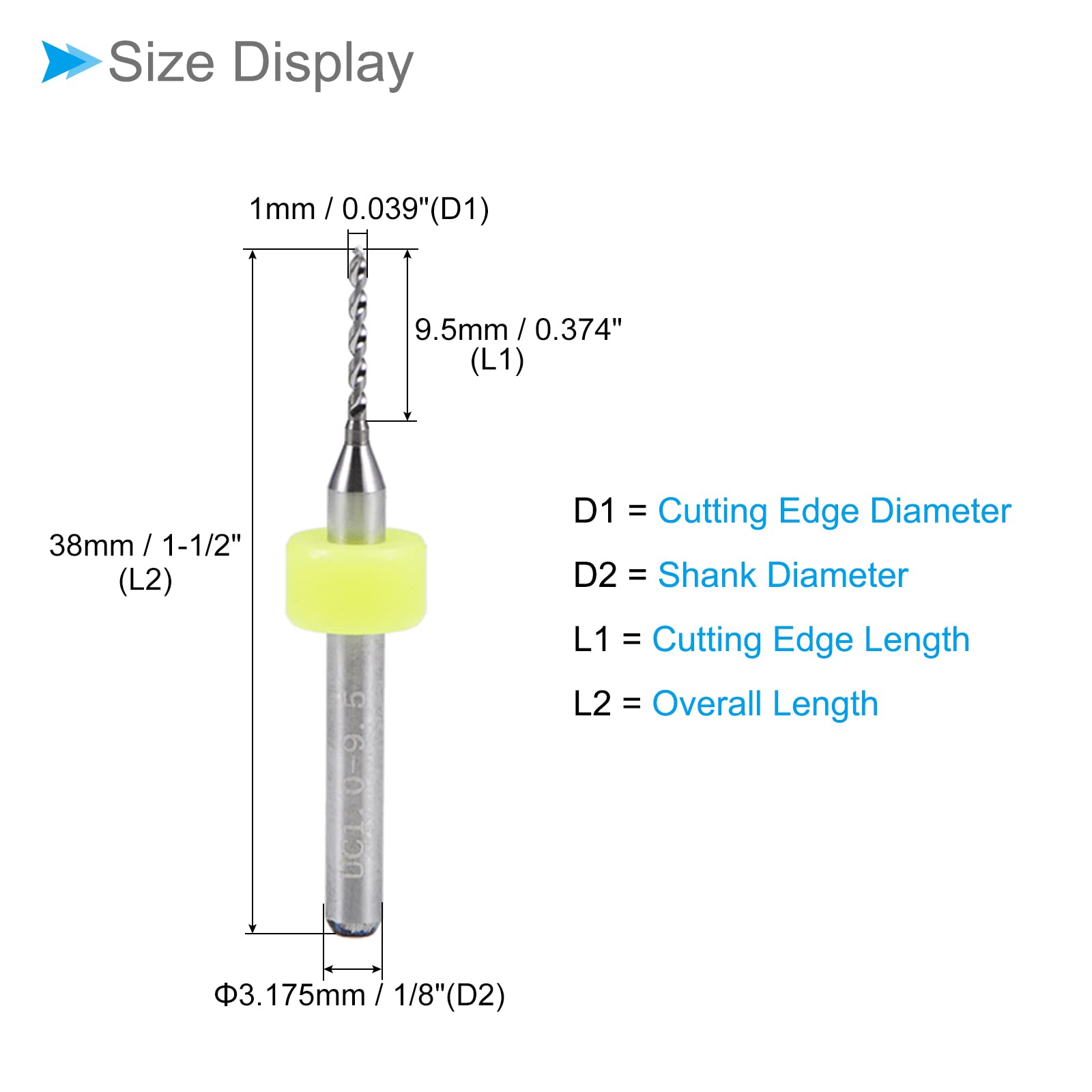 CoCud Micro PCB Drill Bits, 1/8" Shank 1mm Cutting Edge, Tungsten Carbide Print Circuit Board Drill Bit - (Applications: for CNC Drilling Engraving Machine), 10-Pieces