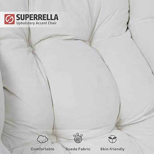 Superrella Modern Soft Accent Chair Living Room Upholstered Single Armchair High Back Lazy Sofa (White)