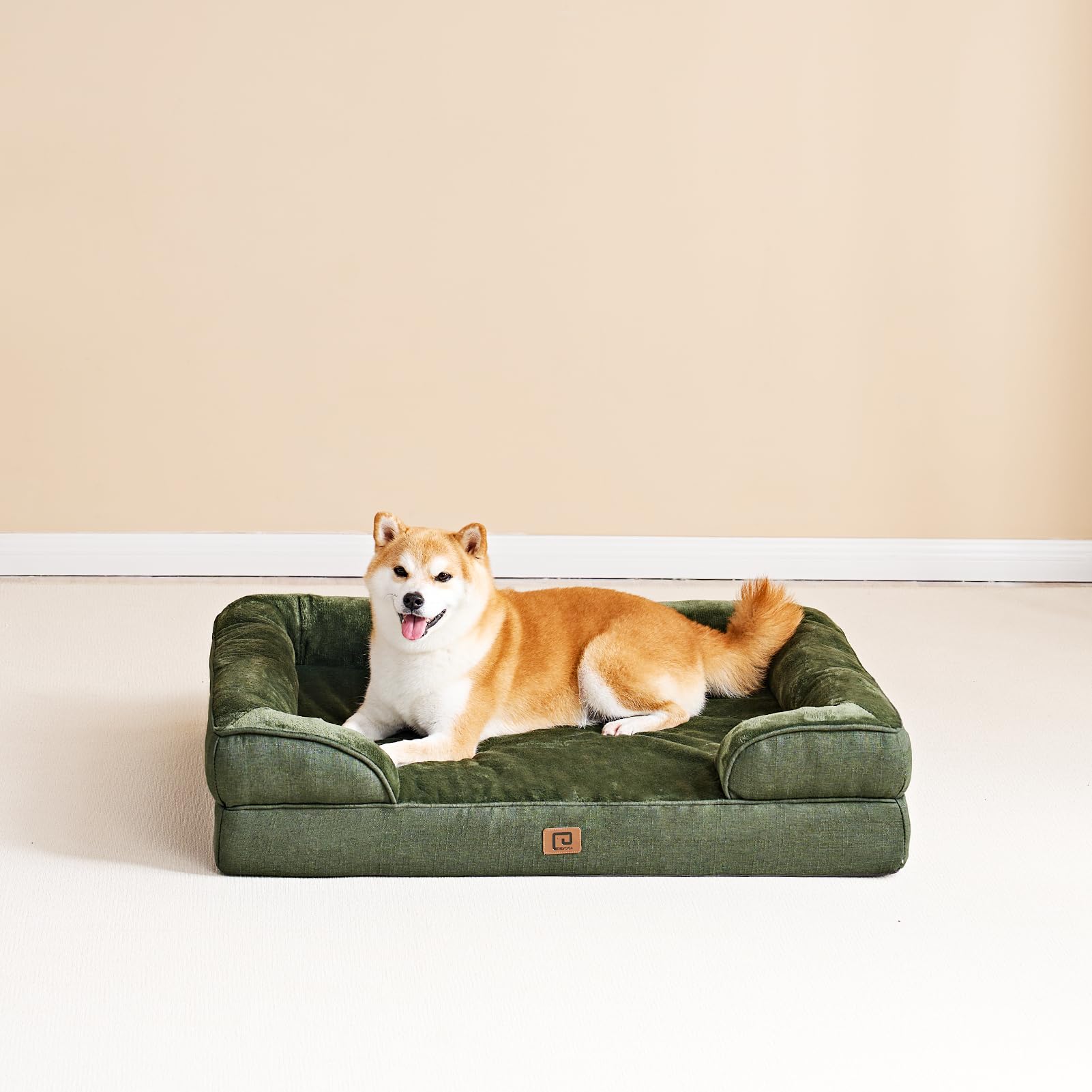 EHEYCIGA Orthopedic Dog Beds for Extra Large Dogs, Waterproof Memory Foam XL Dog Bed with Sides, Non-Slip Bottom and Egg-Crate Foam Big Dog Couch Bed with Washable Removable Cover, Dark Green