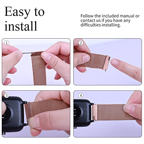 Snyeest Magnetic Bands Compatible with 19mm ID205L Veryfitpro Smartwatch, No Buckle Design, Stainless Steel Mesh Loop Replacement Strap for Men Women for ID205L, ID205G ID205 ID205U ID205S, Black