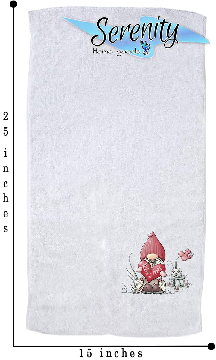 Decorative Kitchen and Bath Hand Towel | Valentines Day Kiss Me Gnome | Winter Valentine's Day Themed | White Towel Home Decor Bathe Tea Towels Decorations | House Warming Gift Present